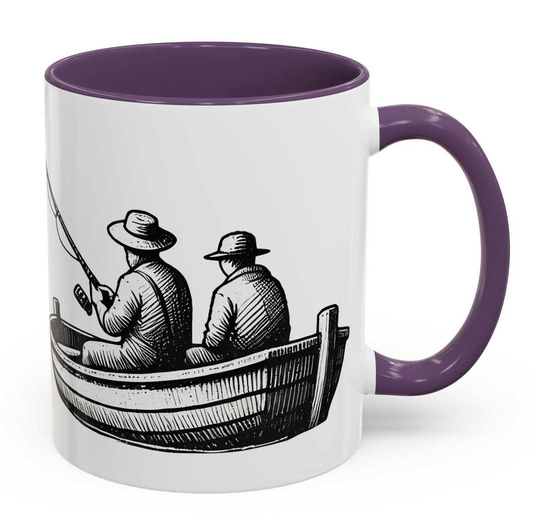 Vintage Fishing Boat Mug, Classic Fishermen Coffee Cup, Retro Black ...