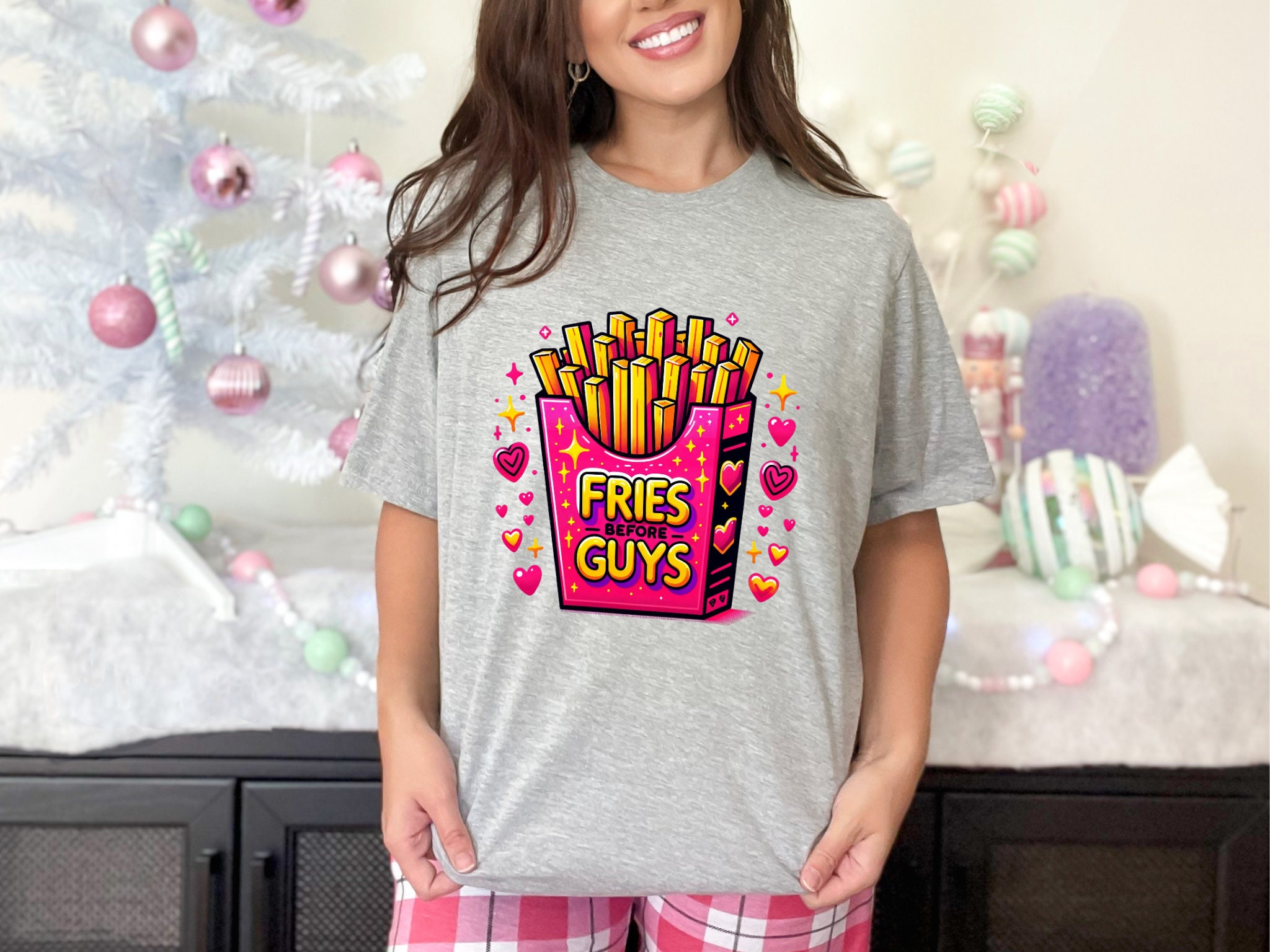 Funky Cartoon Fries T-shirt 'fries Before Guys' DTG Print Shirt Unisex ...