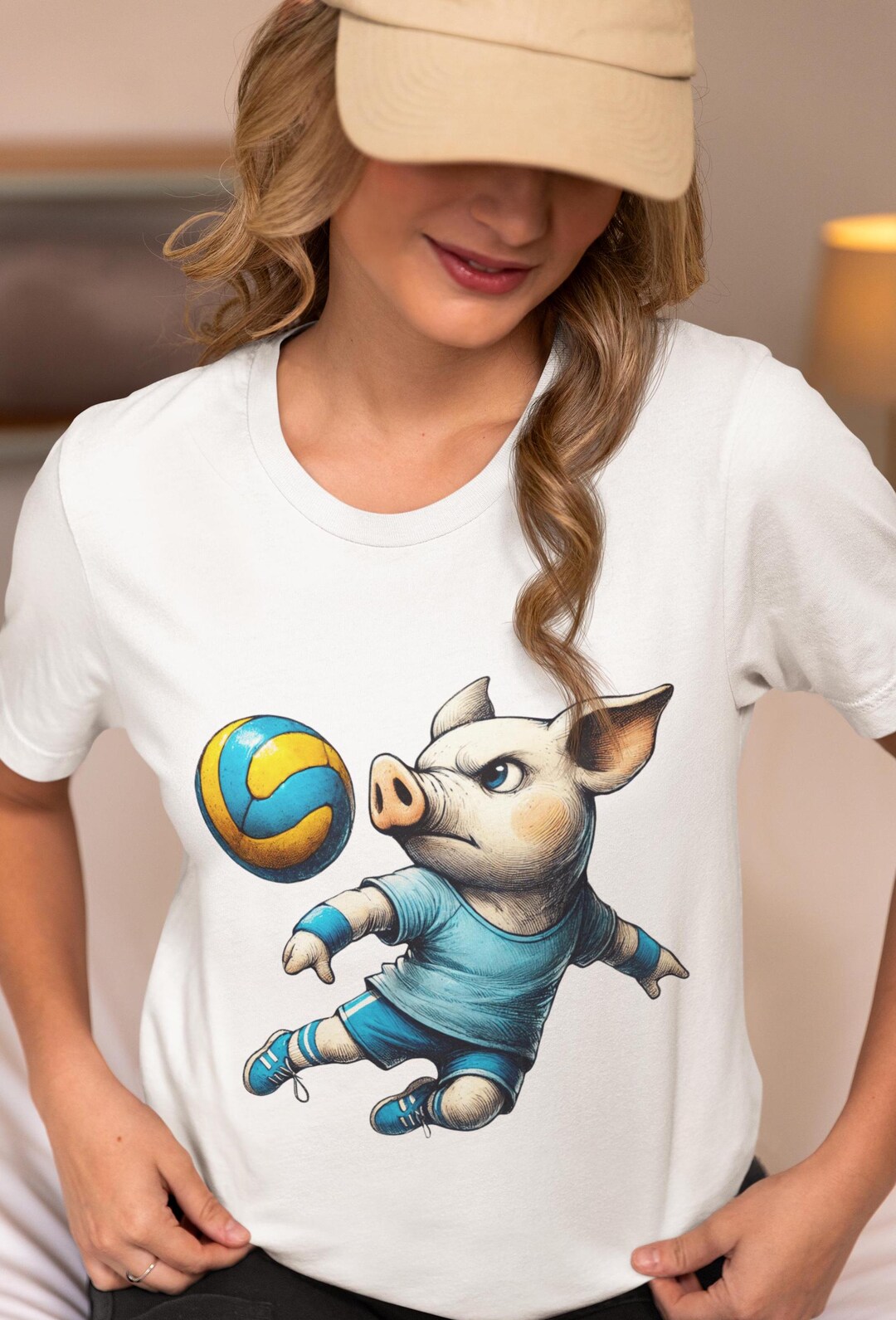 Funny Volleyball Pig T-shirt, Athletic Sports Animal Tee, Cool ...