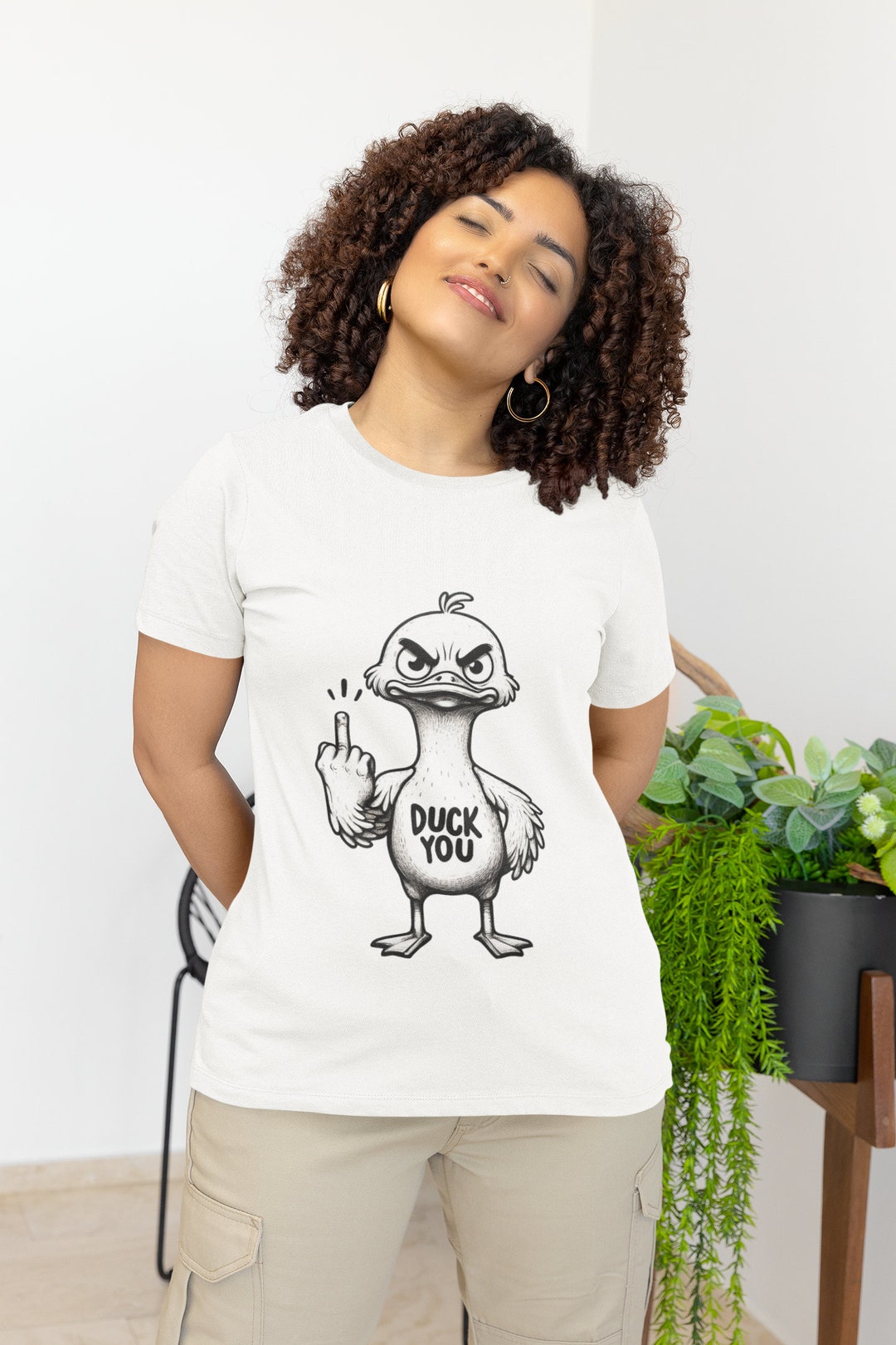 Funny Duck Middle Finger T-shirt, Sarcastic Animal Tee Top,unisex ...
