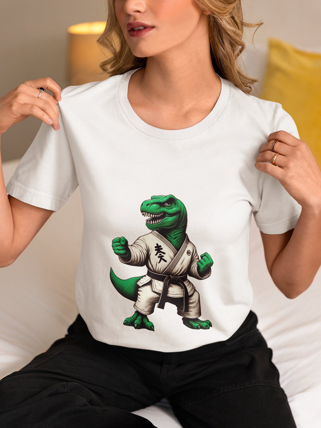 Funny T-rex Dinosaur Karate T-shirt - Martial Arts Training Gi for Kids ...