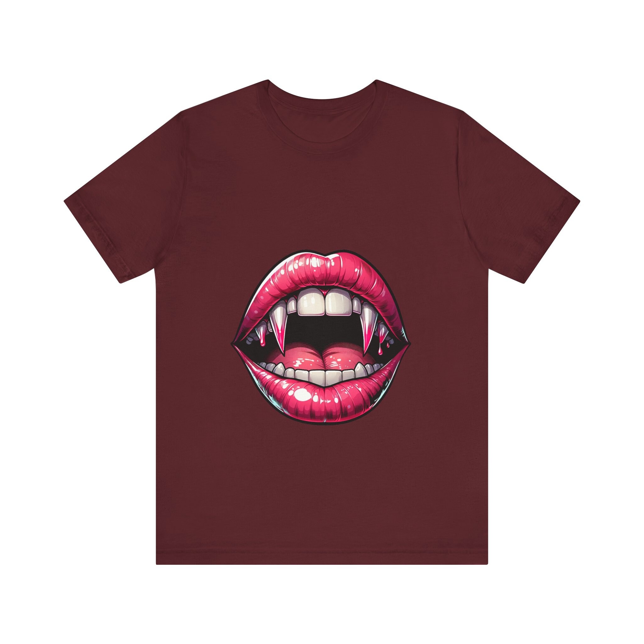 Unisex Vampire Teeth Graphic Tee, Dripping Fangs T-shirt, Spooky Blood ...