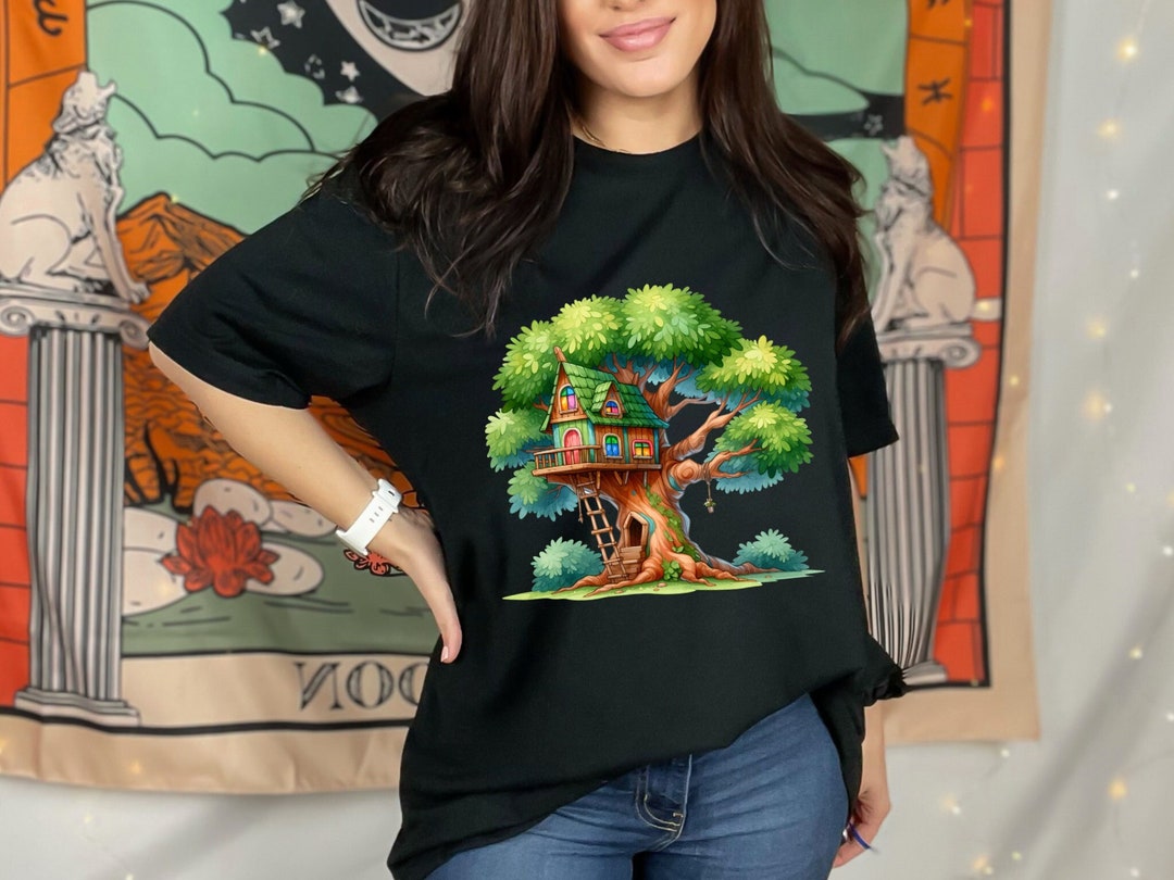 Nature-inspired Unisex T-shirt - Sturdy Treehouse Design With Lush ...