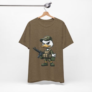 Quirky Unisex Camo Duck Soldier T-shirt | Tough Duck Army Tee Top| Cool ...