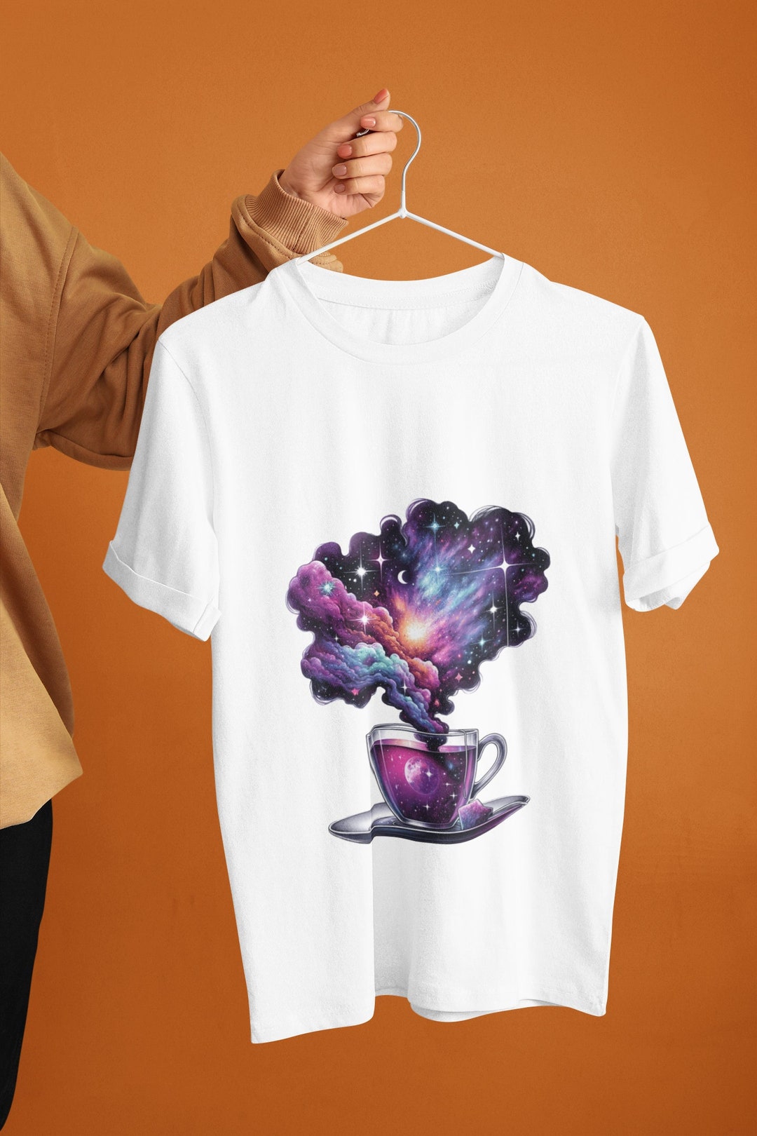 Cosmic Tea Party Unisex Tee Top - Space and Stars Filled Tea Cup ...