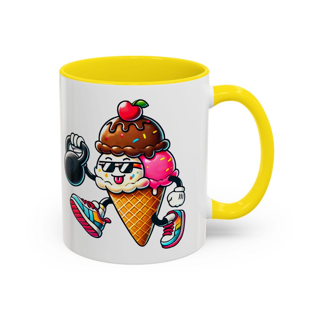 Ice Cream Fitness Mug, Cool Workout Dessert Design With Kettlebell ...