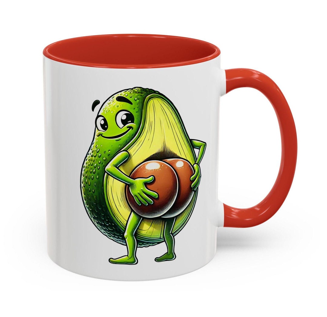 Funny Avocado Mug - Quirky Cartoon Avocado Hugging Its Pit, Humorous ...