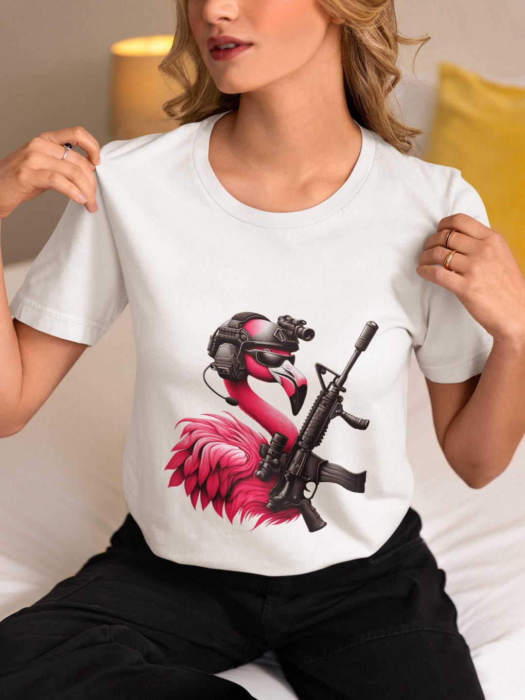 Unique Military Flamingo Tee - Tactical Bird Shirt - Unisex Commando ...