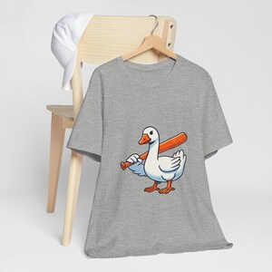 Sassy Goose With Bat Unisex T-shirt, Funny Cartoon Goose Graphic ...