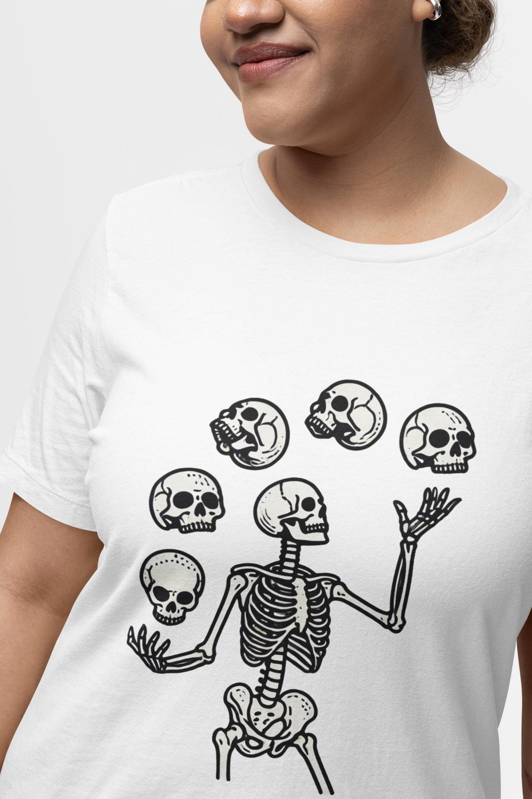 Skeleton Juggling Human Skulls Halloween Unisex T-shirt, Gothic Skull ...