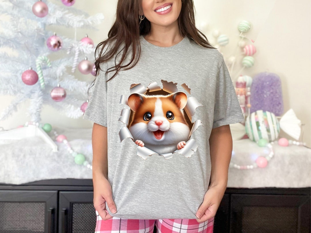 3D Hamster Tee, Unisex Realistic Wall Break Design, Unique Animal Shirt ...