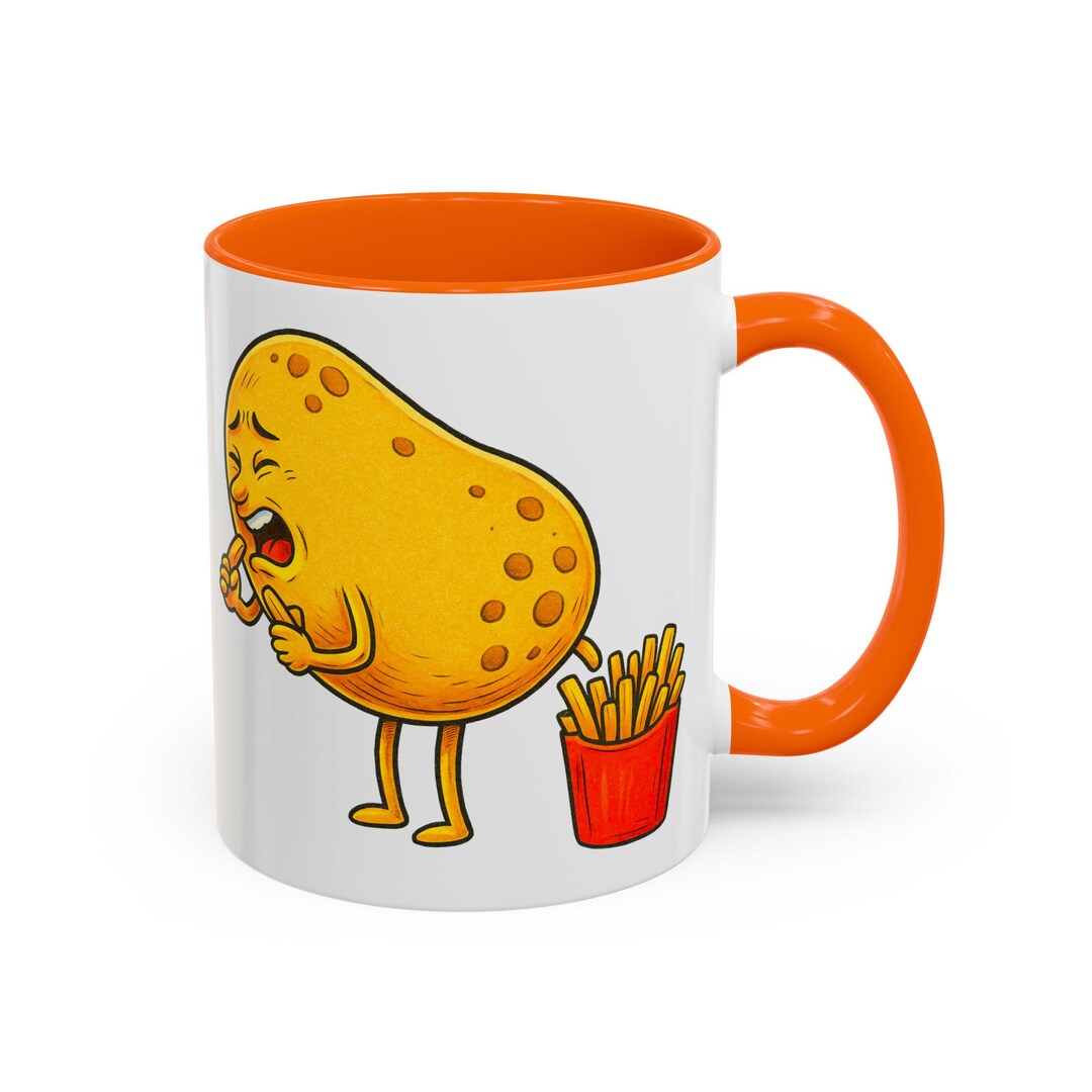 Funny Potato & Fries Mug - Cute Cartoon Spud With Bucket of French ...