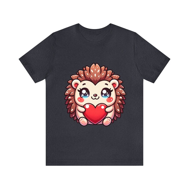 Cartoon Hedgehog Love Heart DTG T-shirt Unisex Graphic Tee Top, Cute ...