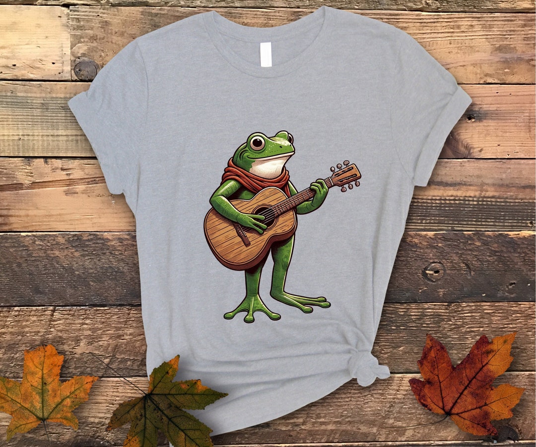 Unique Cartoon Frog Guitarist - Unisex T-shirt, Music Lover Gift, Fun ...