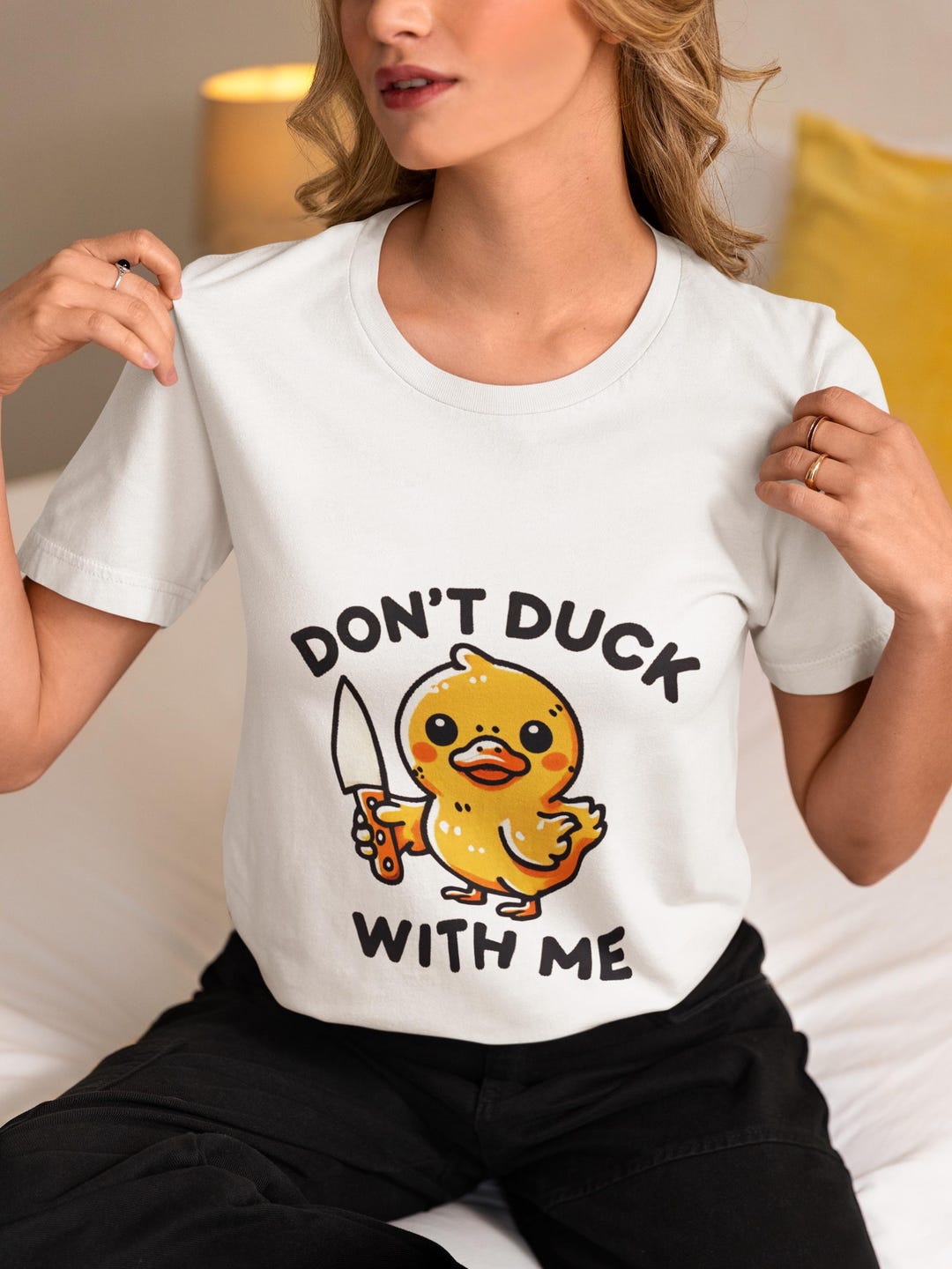 Don't Duck With Me Funny Duck Meme T-shirt, Cute Angry Duck Holding ...