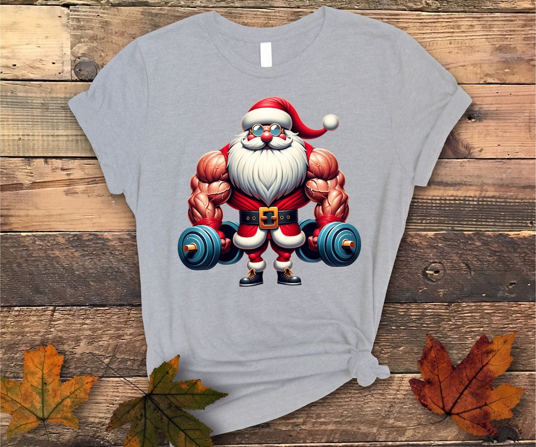 Christmas Santa Bodybuilder T-shirt - Festive Muscle Santa With ...