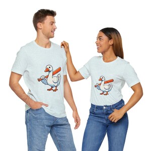 Sassy Goose With Bat Unisex T-shirt, Funny Cartoon Goose Graphic ...