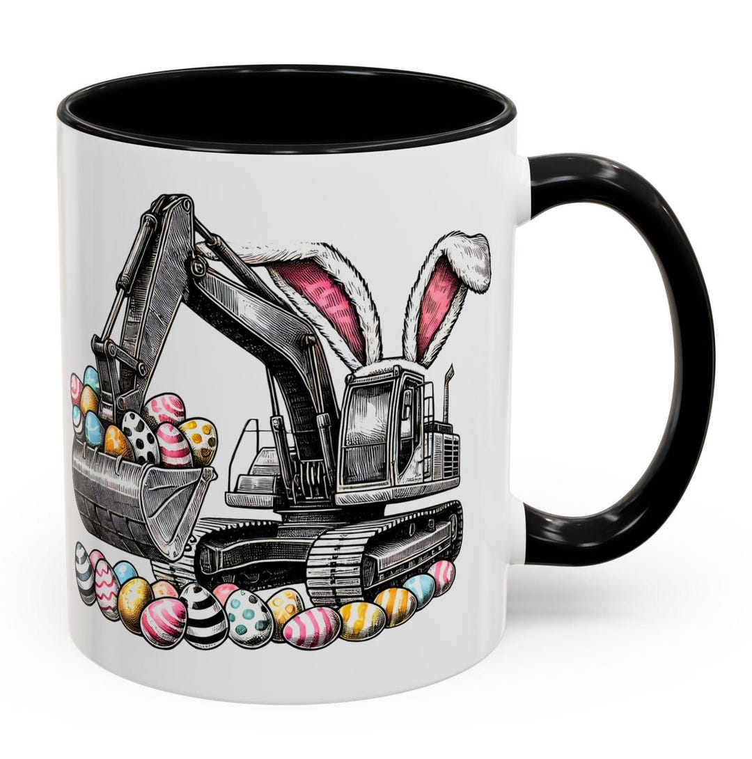 Easter Excavator Mug - Bunny-themed Construction Coffee Cup - Digger ...