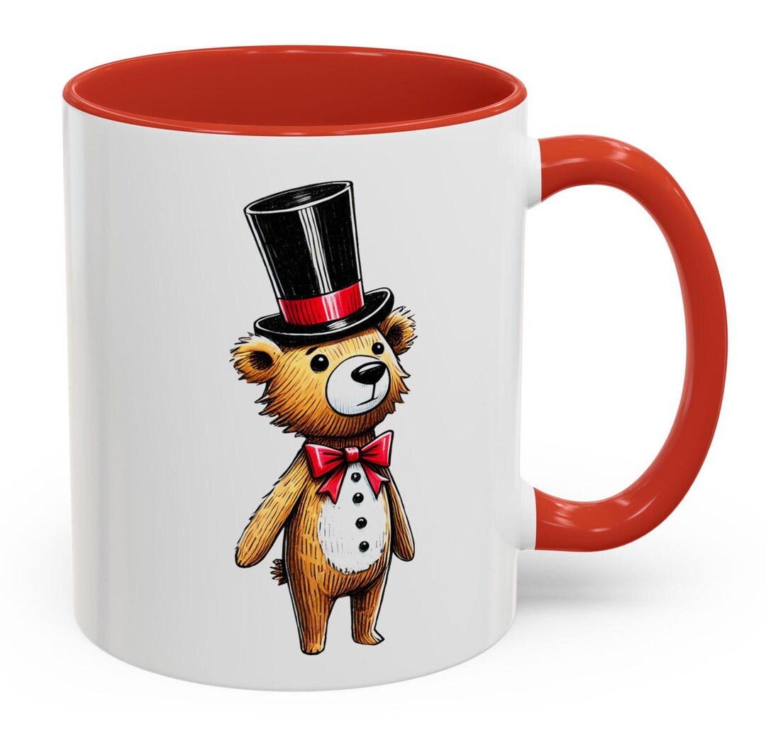 Cute Dressed-up Bear Mug, Fancy Teddy Bear in Top Hat and Bow Tie ...