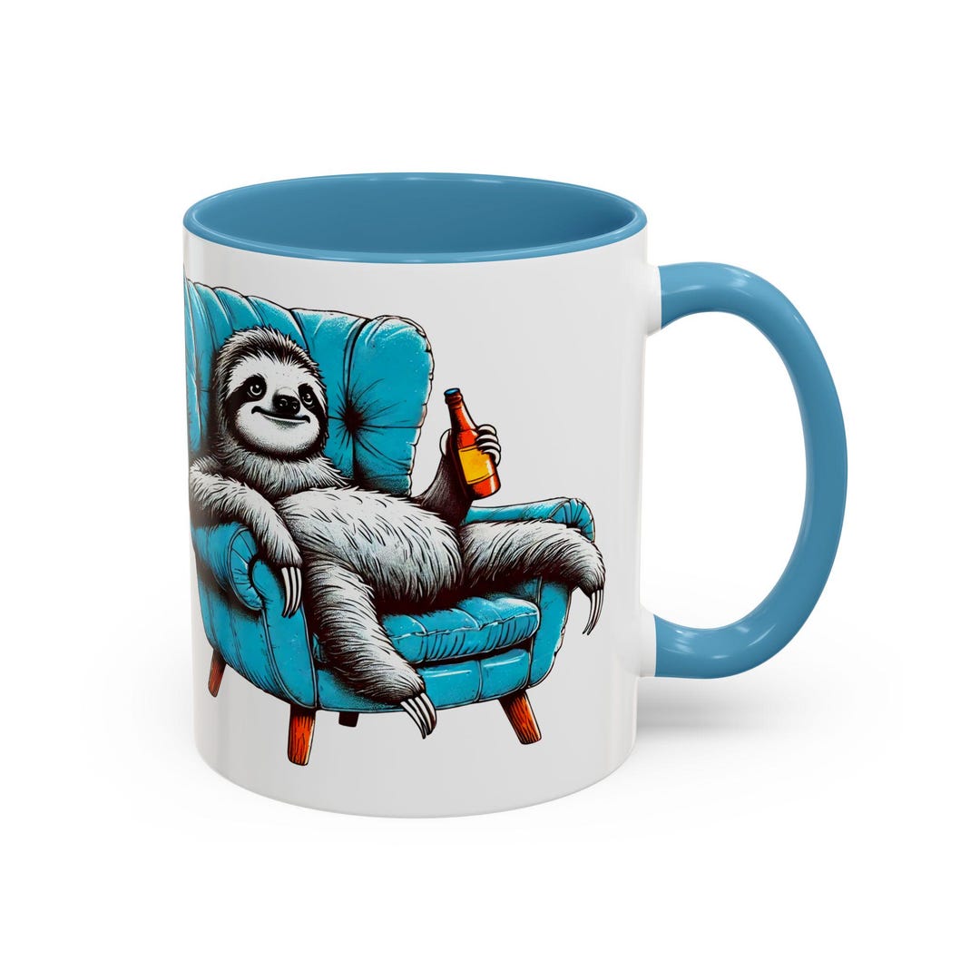 Funny Sloth Beer Mug, Lazy Sloth Drinking Beer on Couch Gift, Chill ...