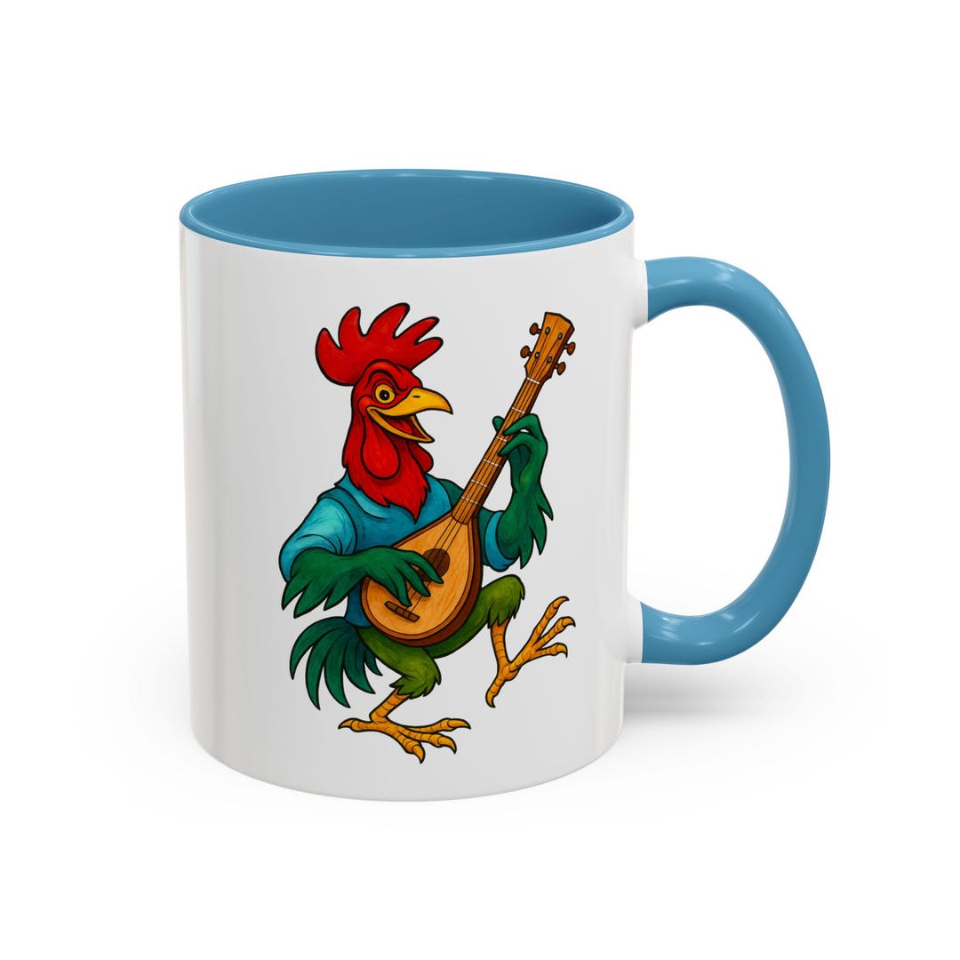Rooster Playing Lute Mug,cartoon Chicken Musician Coffee Cup Gift for ...