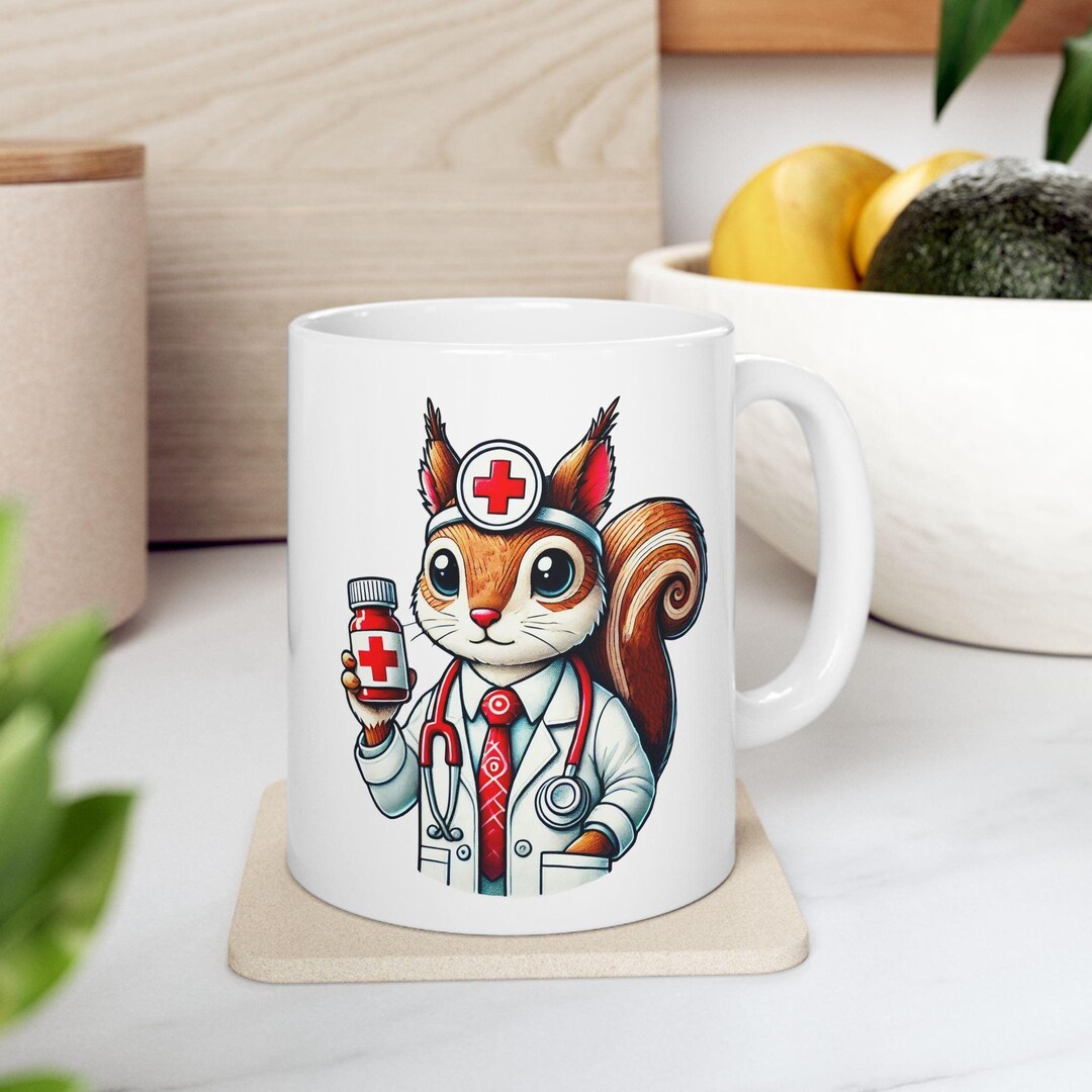 Funny Doctor Squirrel Mug Cute Animal Healthcare Design Unique Gift ...
