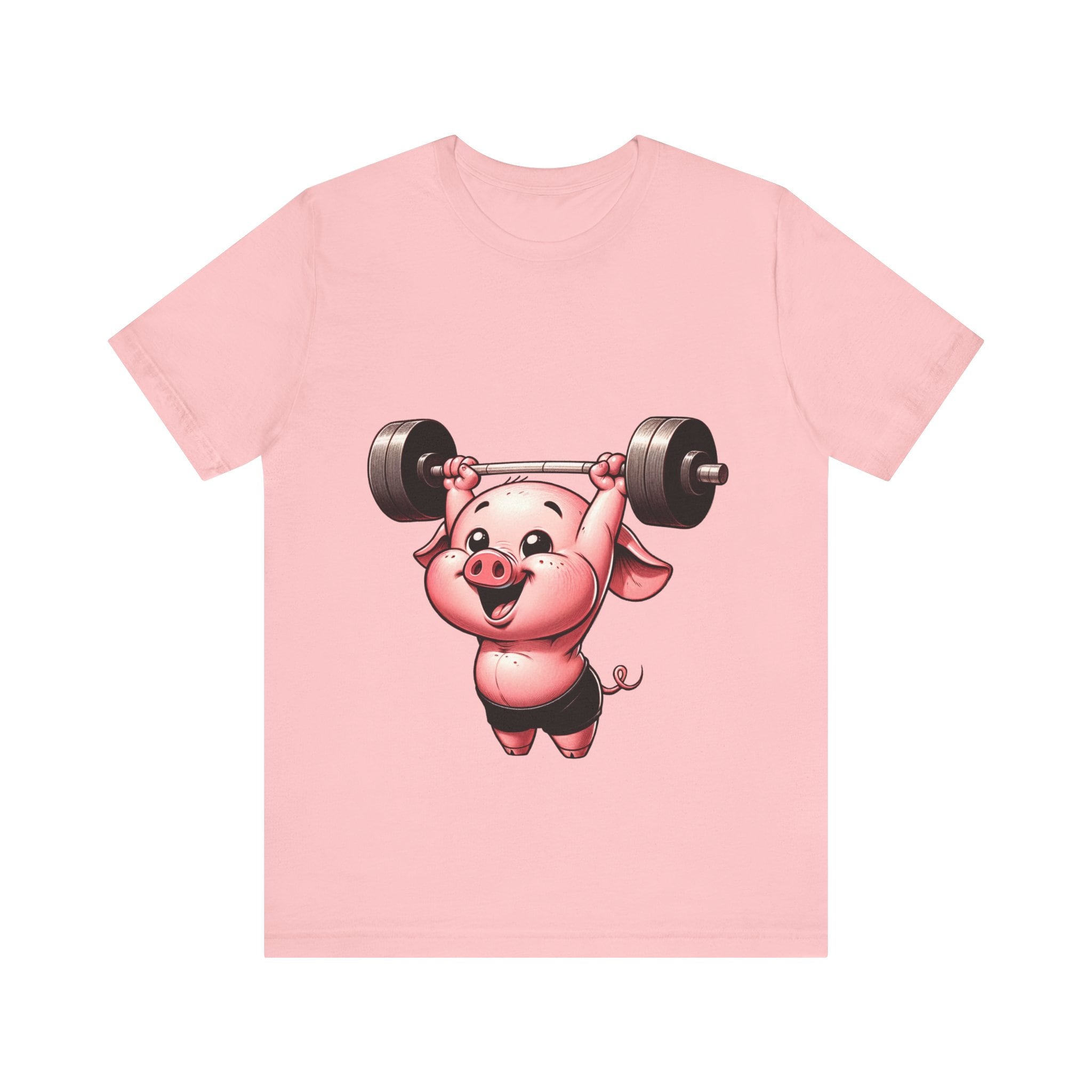 Unisex Piggy Weightlifter Tee Cartoon Pig Fitness Enthusiast T-shirt ...