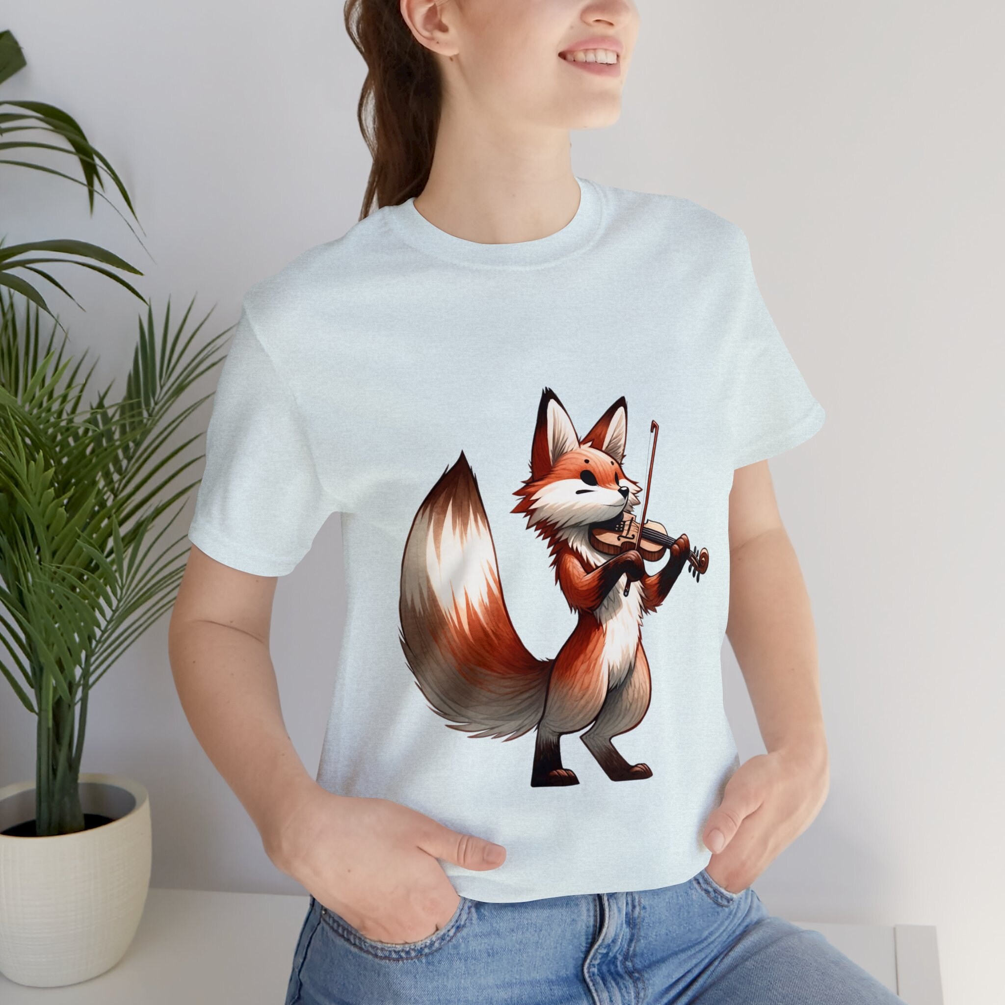 Anthropomorphic Violinist Fox T-shirt Unisex Graphic Tee Top Music ...