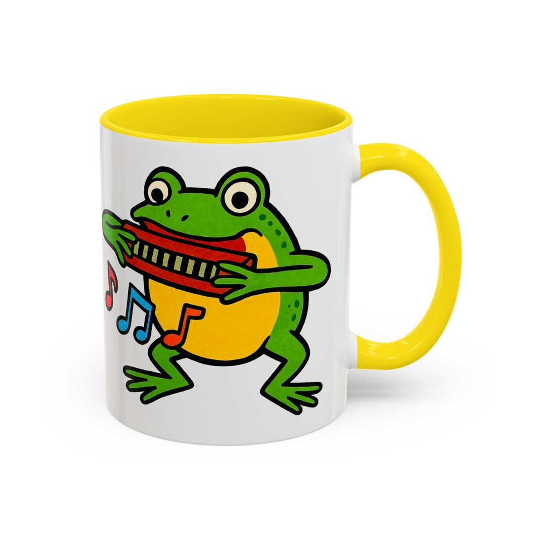 Funny Frog Playing Harmonica Mug, Cute Music Lover Gift, Whimsical ...