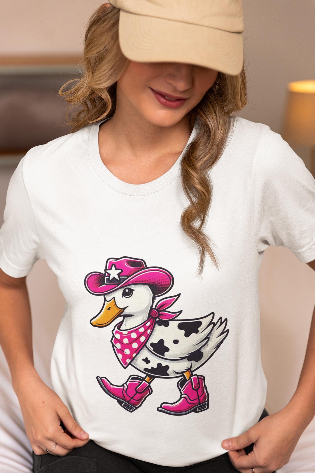 Duck With Pink Cowboy Hat & Boots Unisex T-shirt,cute Country Western ...