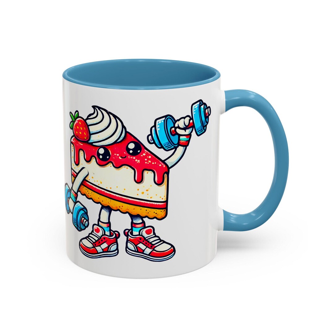 Cheesecake Fitness Mug, Cute Dessert Lifting Weights Design, Gym ...