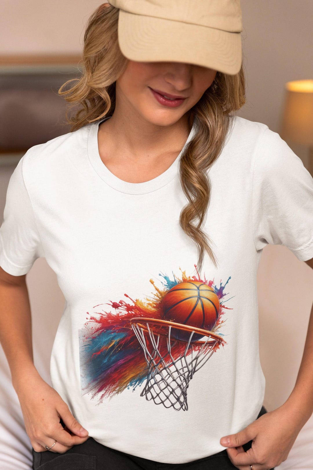 Unisex Splatter Basketball T-shirt, Artistic Slam Dunk Shirt, Casual ...