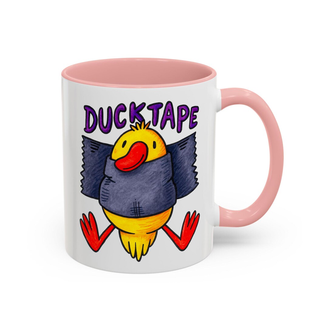 Duck Duct Tape Pun Mug - Funny Ducktape Cartoon Coffee Cup, Gift for ...