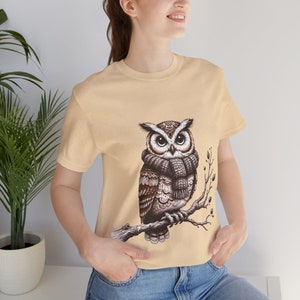 Artistic Owl Illustration Unisex Tee Vintage Style Owl in Scarf Print ...