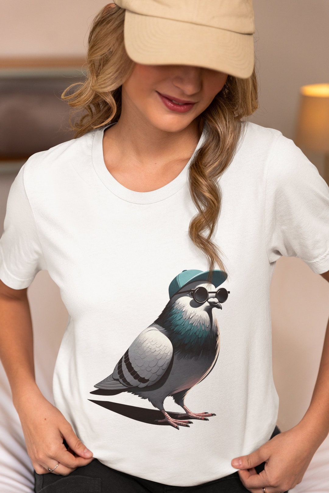 Hipster Pigeon Tee Trendy Bird With Cap and Sunglasses T-shirt Animal ...