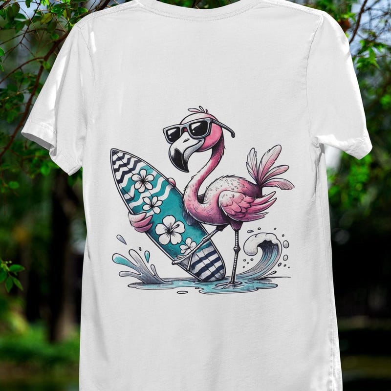 Surfing Flamingo T Shirt - Etsy