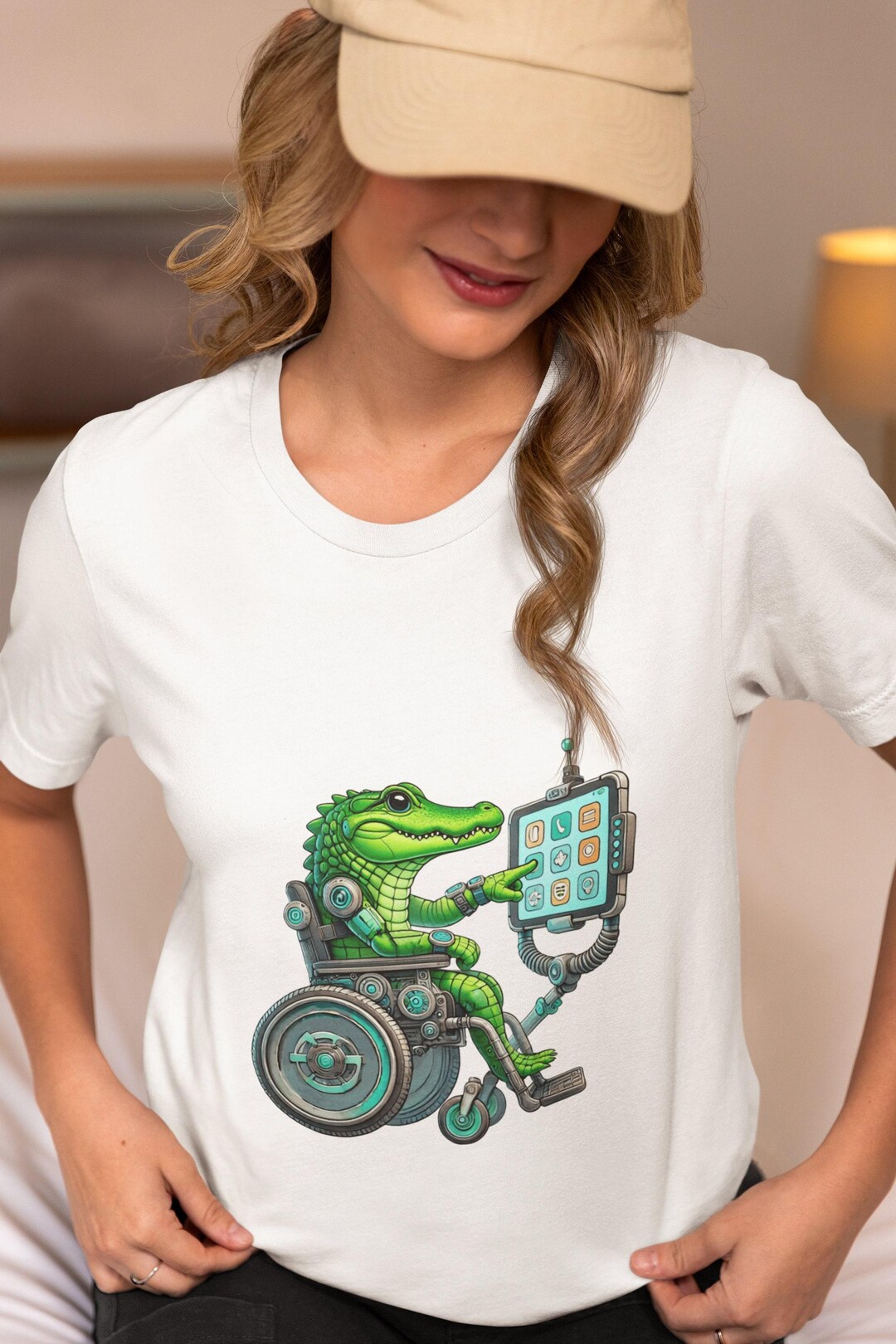 Unique Alligator in High-tech Wheelchair Graphic Tee | Fun Sci-fi ...