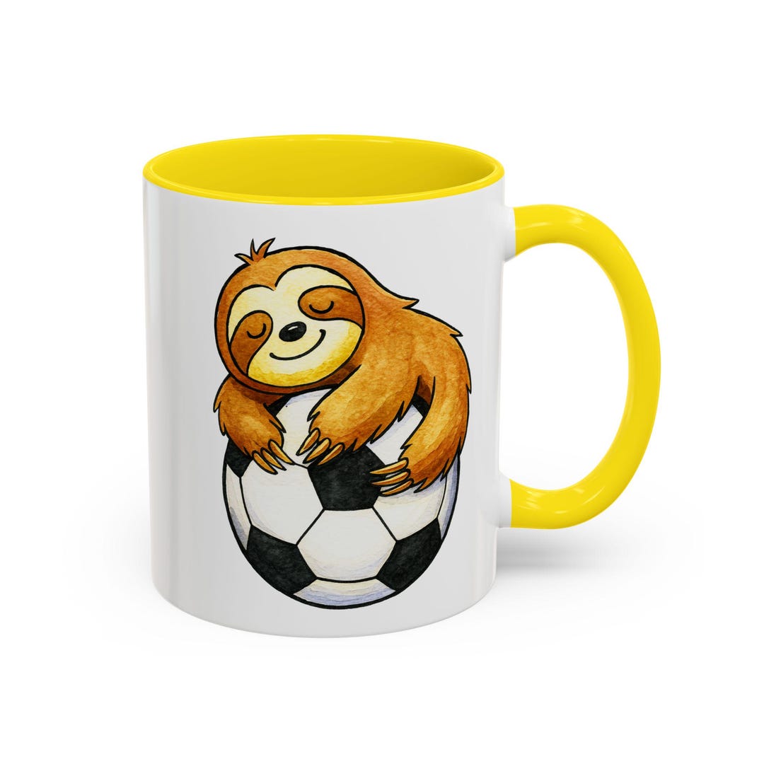 Cute Sloth Soccer Mug, Funny Sloth Hugging Soccer Ball Coffee Cup, Gift ...