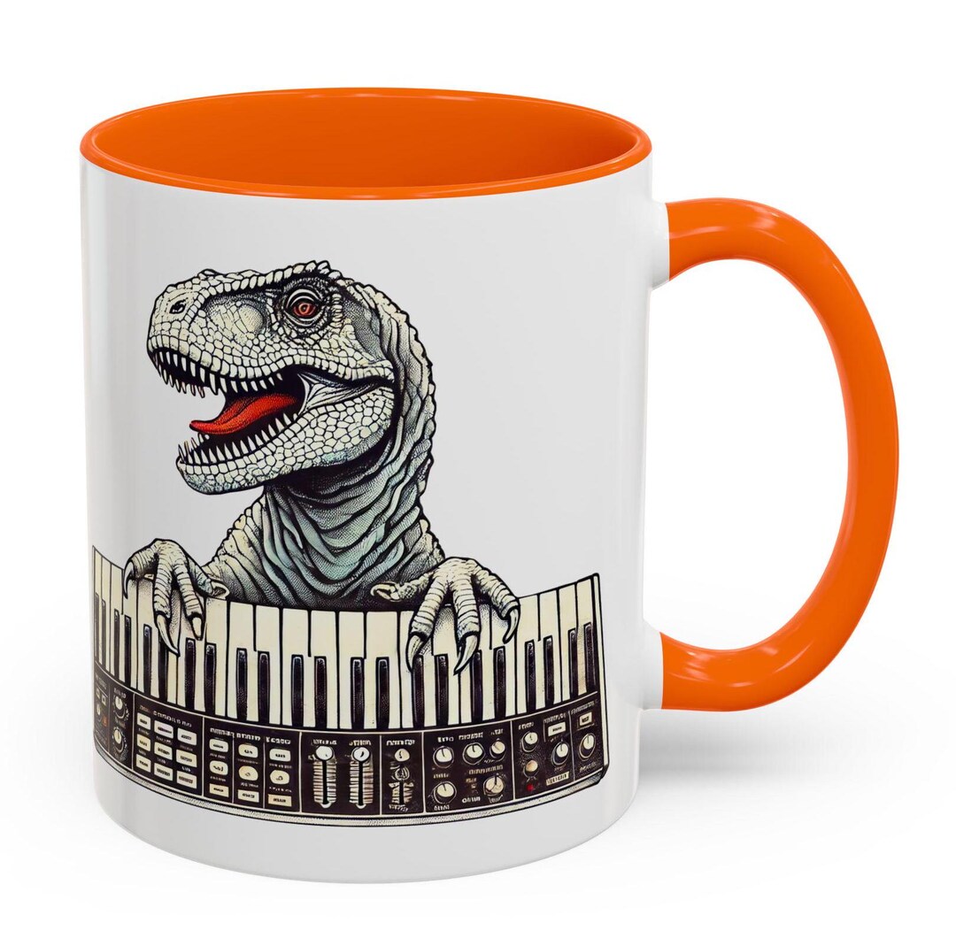 Synthesizer Raptor Mug Retro Dinosaur Keyboard Art Funny Music Lover ...