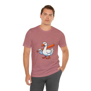 Sassy Goose With Bat Unisex T-shirt, Funny Cartoon Goose Graphic ...