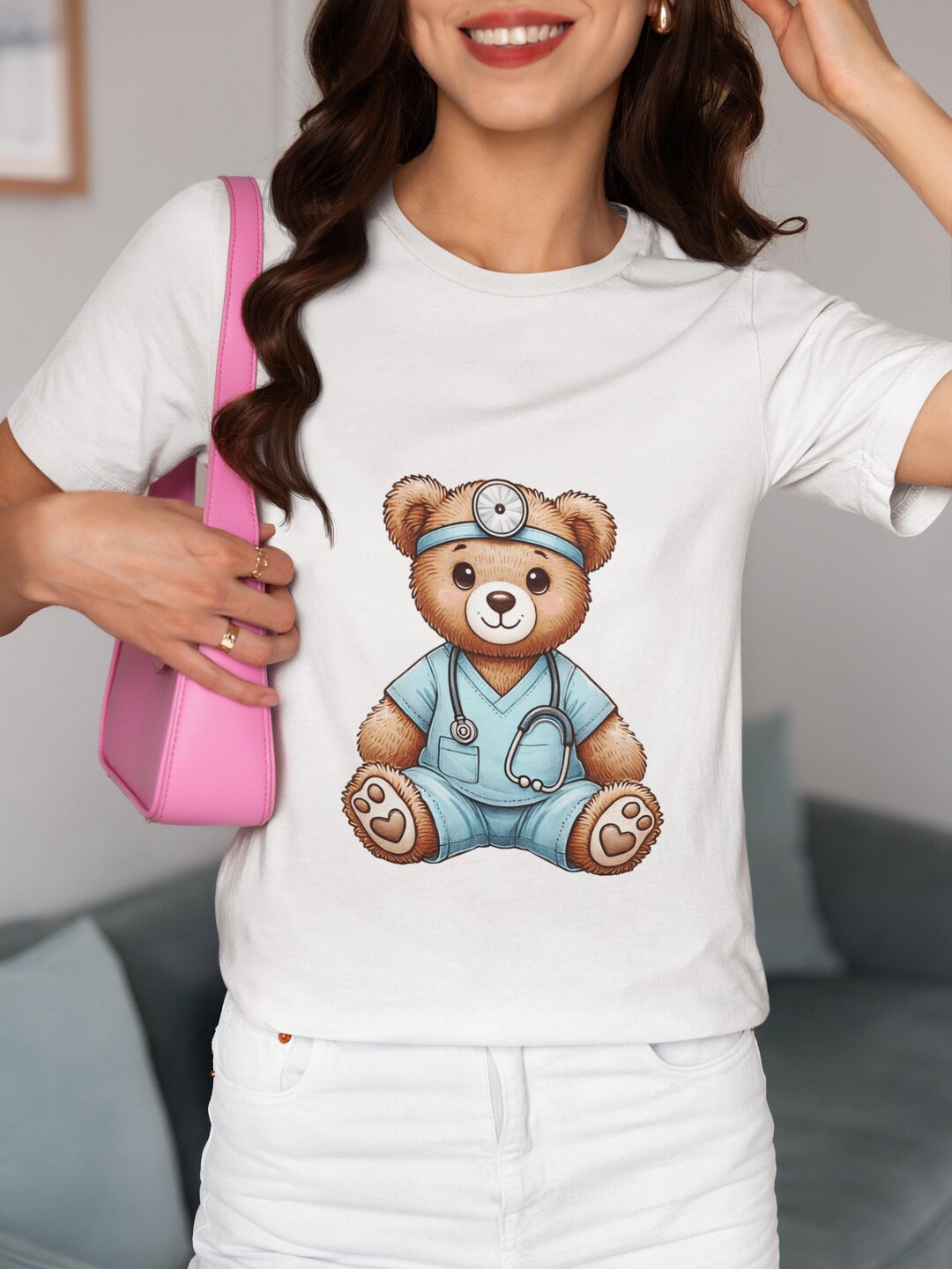 Teddy Bear in Doctor Scrubs With Stethoscope Unisex T-shirt,cute Nurse ...