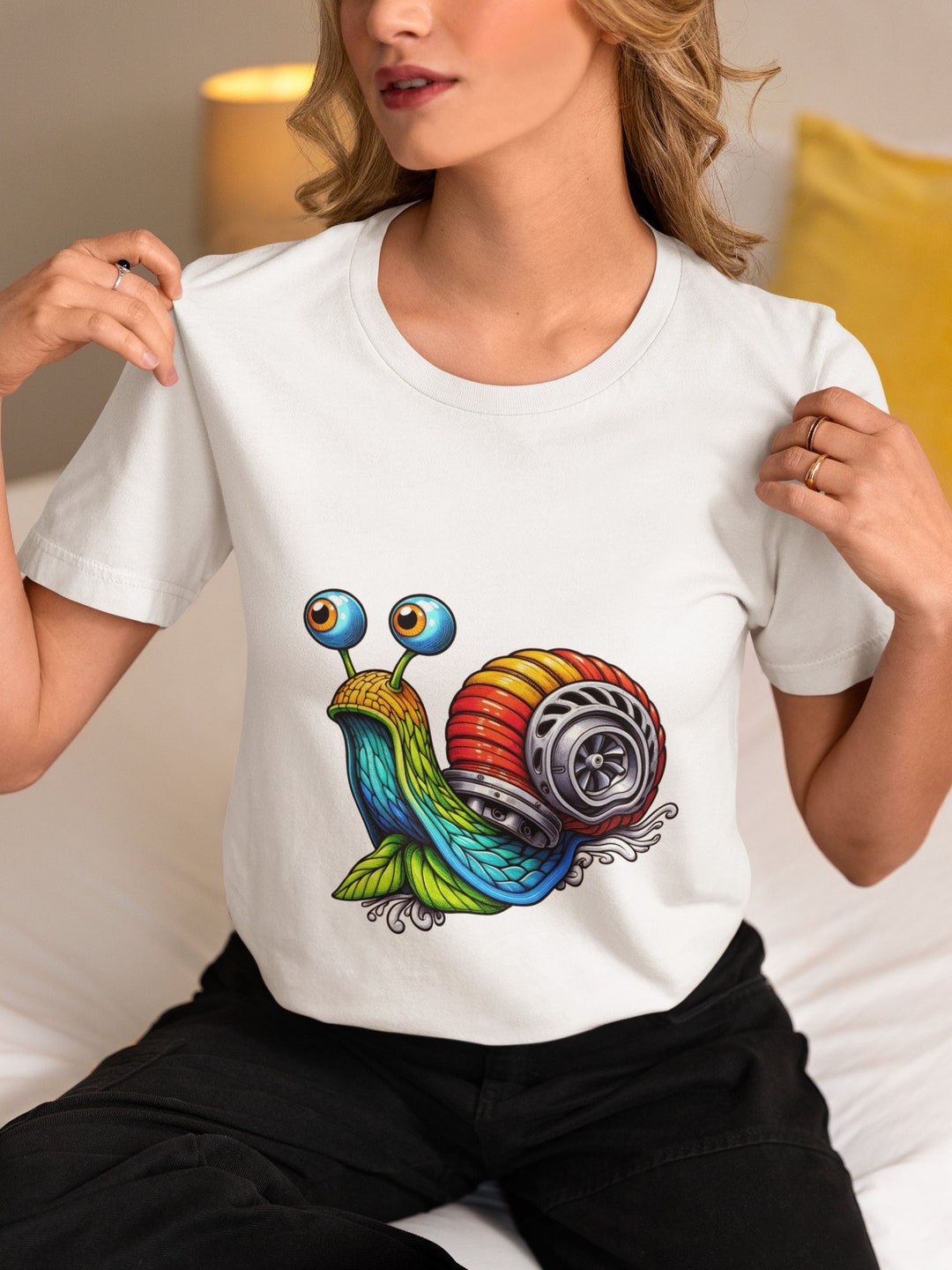 Unisex Turbocharged Snail T-shirt - Fun Cartoon Snail With Turbo Shell ...