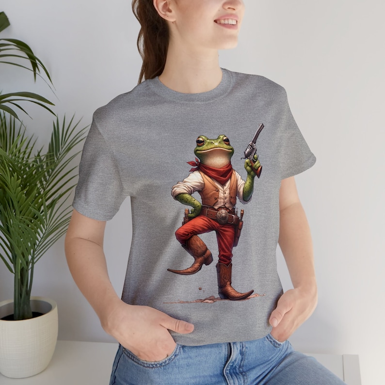 Unique Watercolor Cowboy Frog T-shirt Western Revolver Gun Print Unisex ...