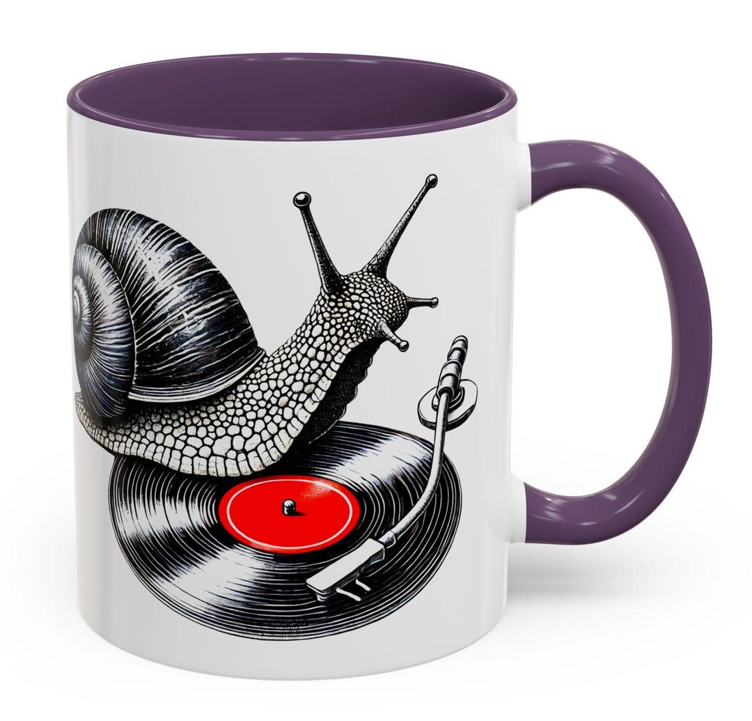 Funny Snail on Vinyl Record Player Mug, Retro DJ Music Lover Gift With ...