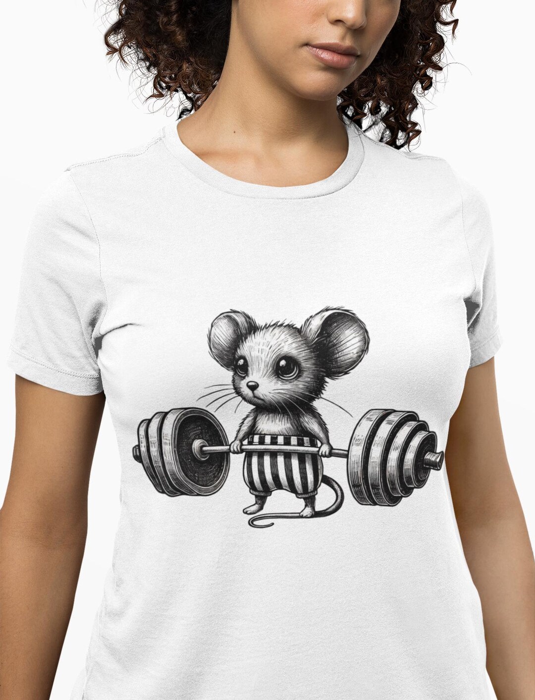 Strong Mouse Weightlifting T-shirt-cute Gym Workout Tee, Vintage ...