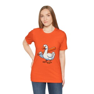Sassy Goose With Bat Unisex T-shirt, Funny Cartoon Goose Graphic ...