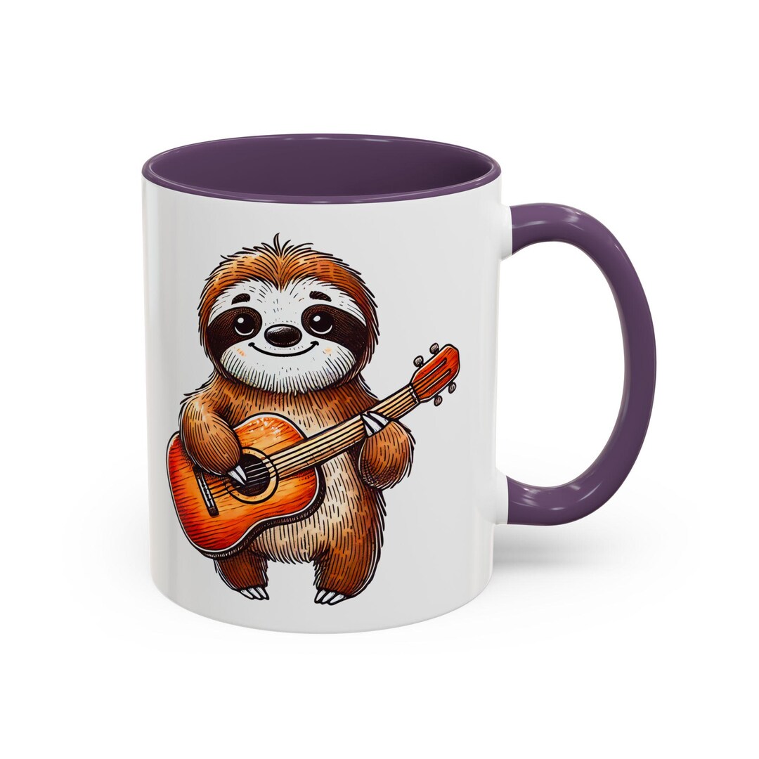 Sloth Playing Guitar Mug, Funny Musical Animal Coffee Cup for Sloth ...