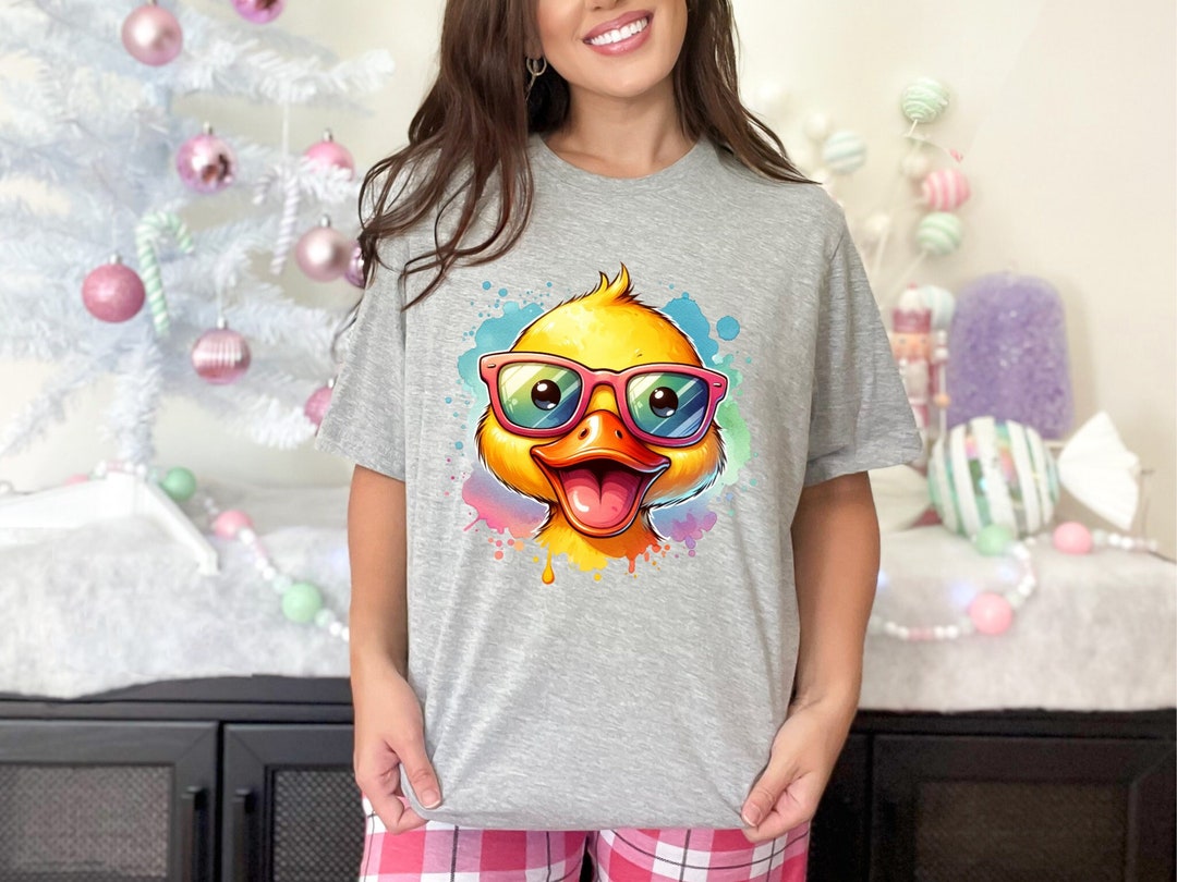 Cartoon Watercolor Duck Face T-shirt - Unisex Playful Beak Shirt Design ...