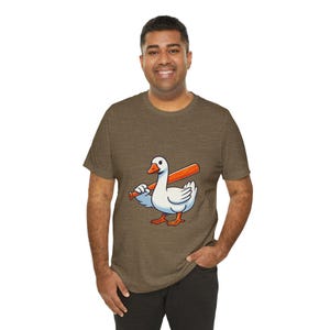 Sassy Goose With Bat Unisex T-shirt, Funny Cartoon Goose Graphic ...