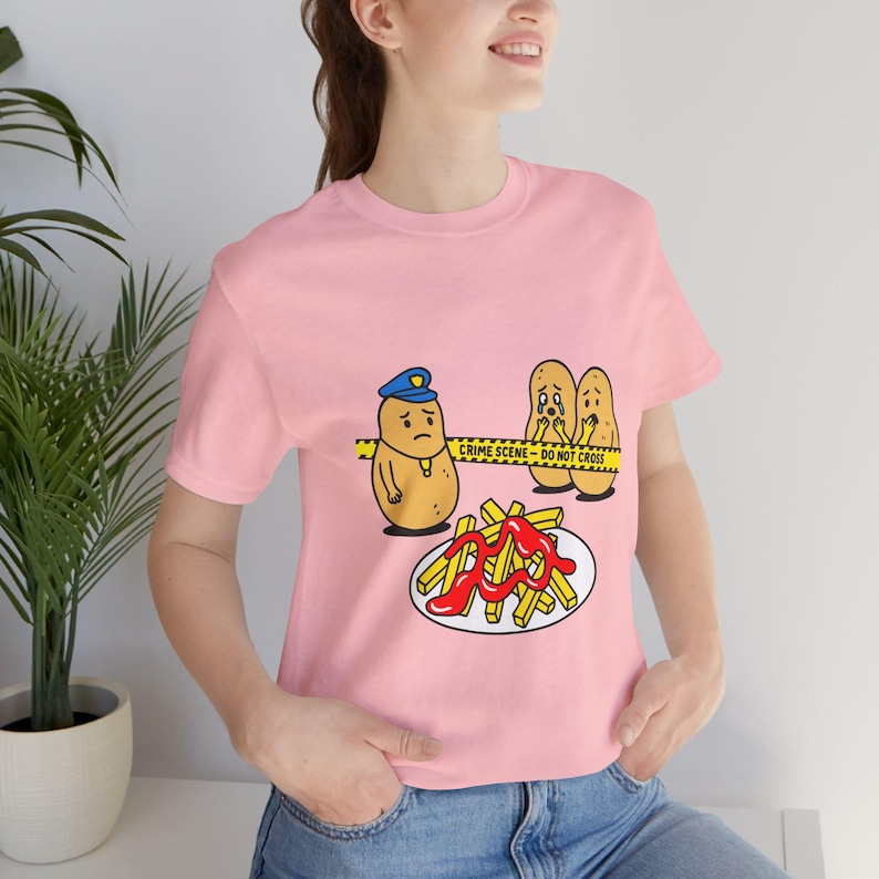 Funny Potato Crime Scene With French Fries Unisex T-shirt for Adults ...